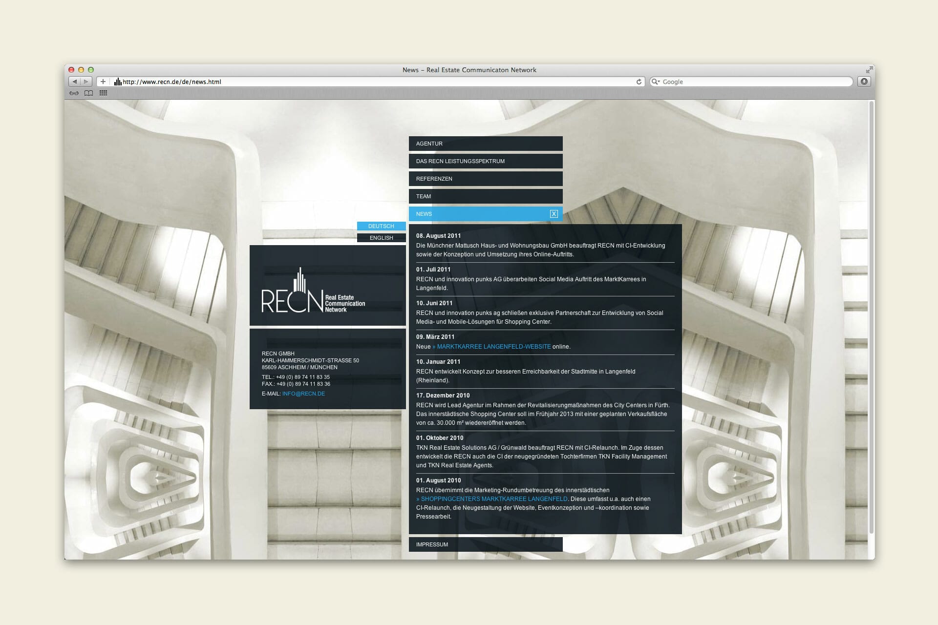 RECN Website – Real Estate Communication Network geht live