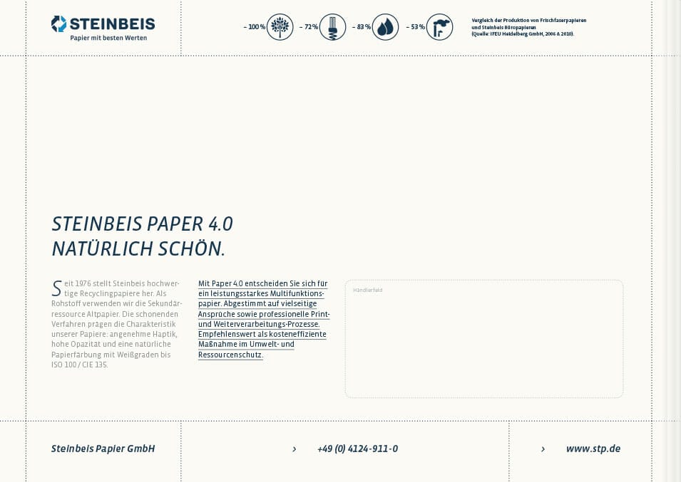 Steinbeis Papier Salesfolder – mit integrierten Papiermustern